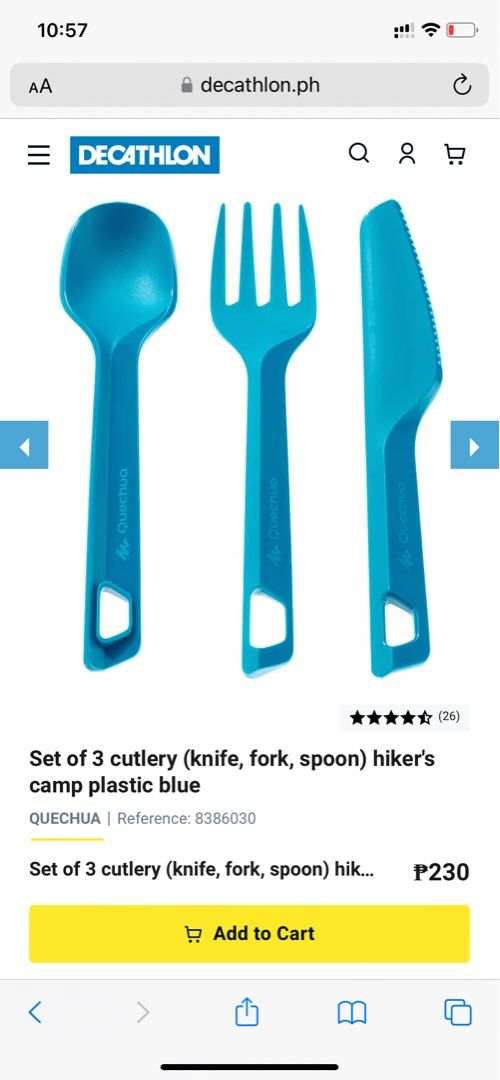 Decathlon Quechua Spoon Fork Knife, Furniture & Home Living ...