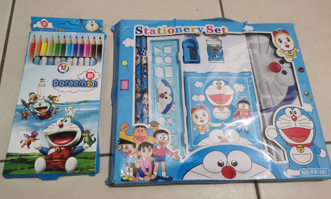 Doraemon stationery set and colour pencils, Hobbies & Toys, Stationery ...