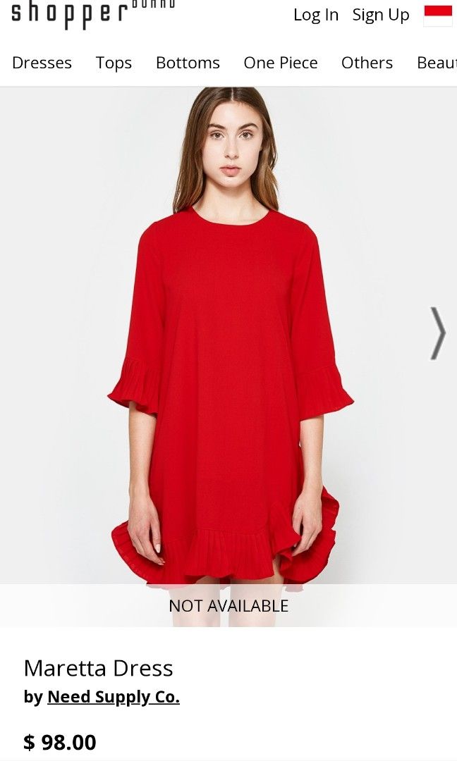 Dress Merah Model Cantik 98 dolar, Fesyen Wanita, Pakaian Wanita, Gaun ...
