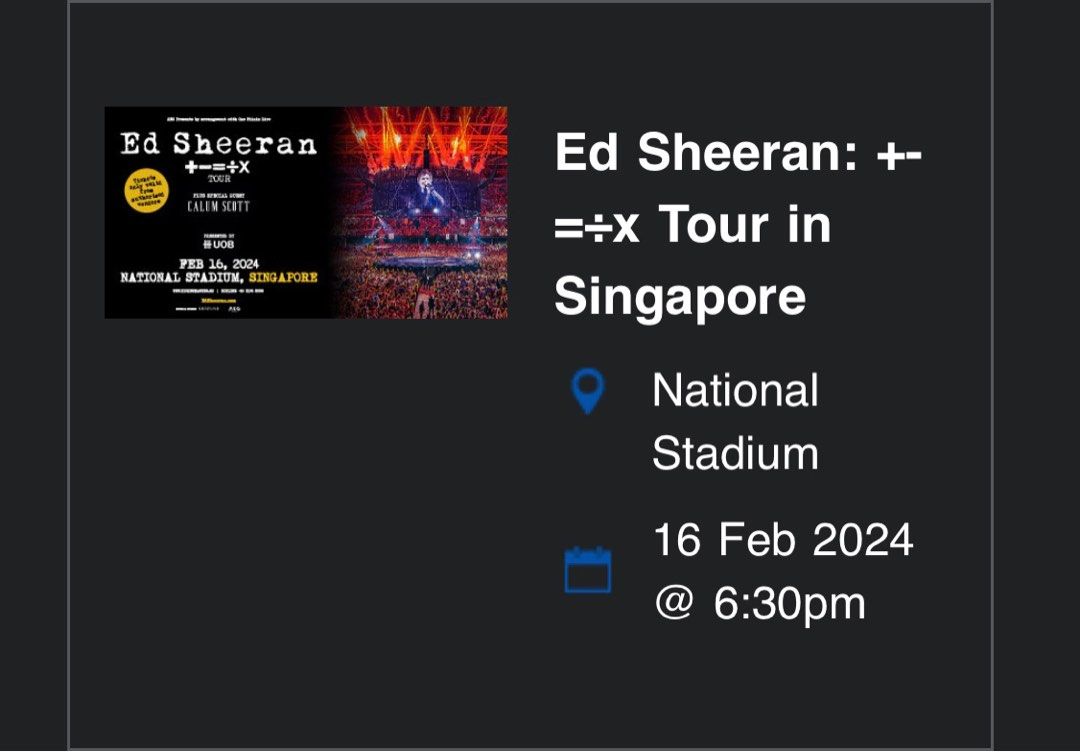 Ed sheeran concert tickets, Tickets & Vouchers, Event Tickets on Carousell