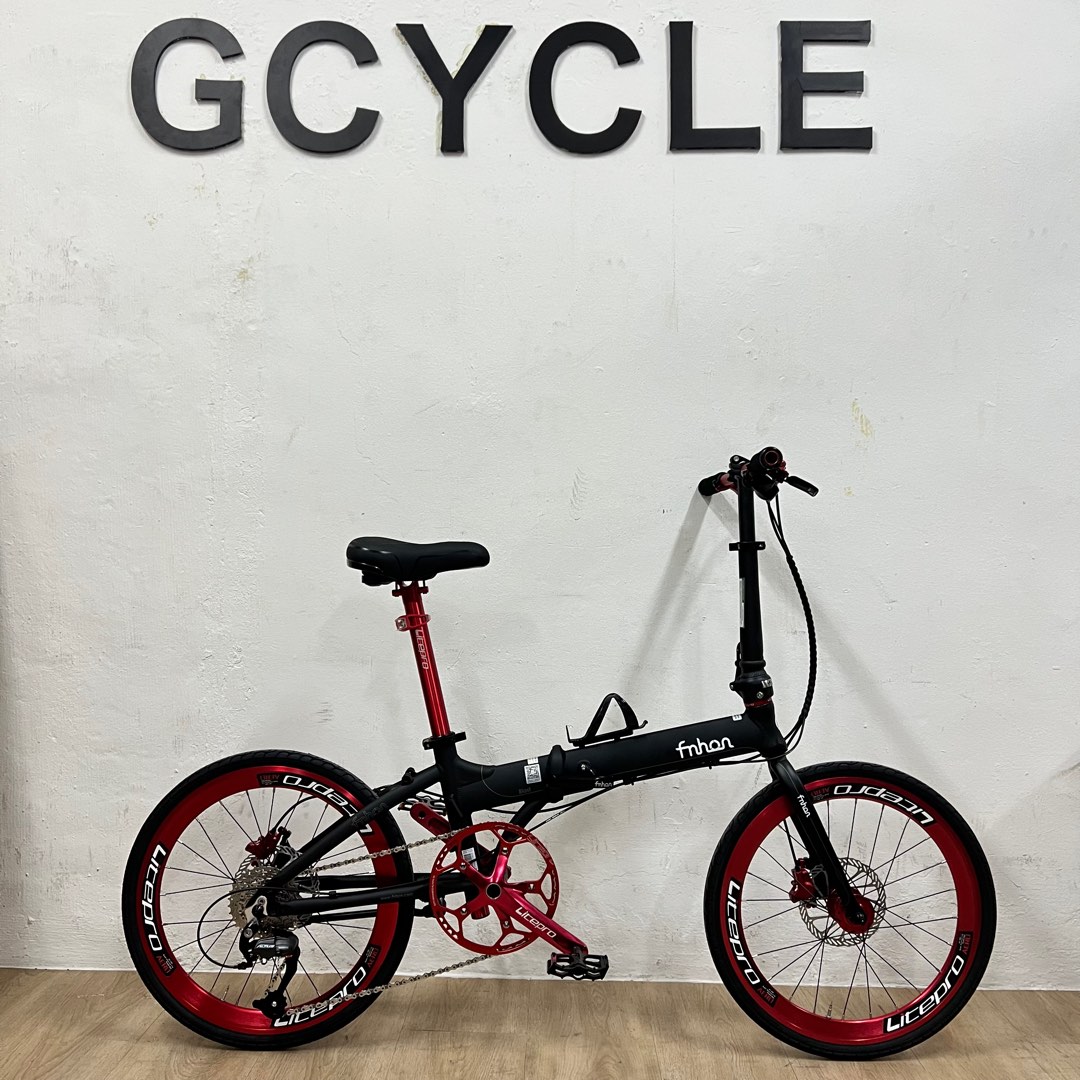 Fnhon blast foldable bike black red folding bicycle dahon crius shimano ...