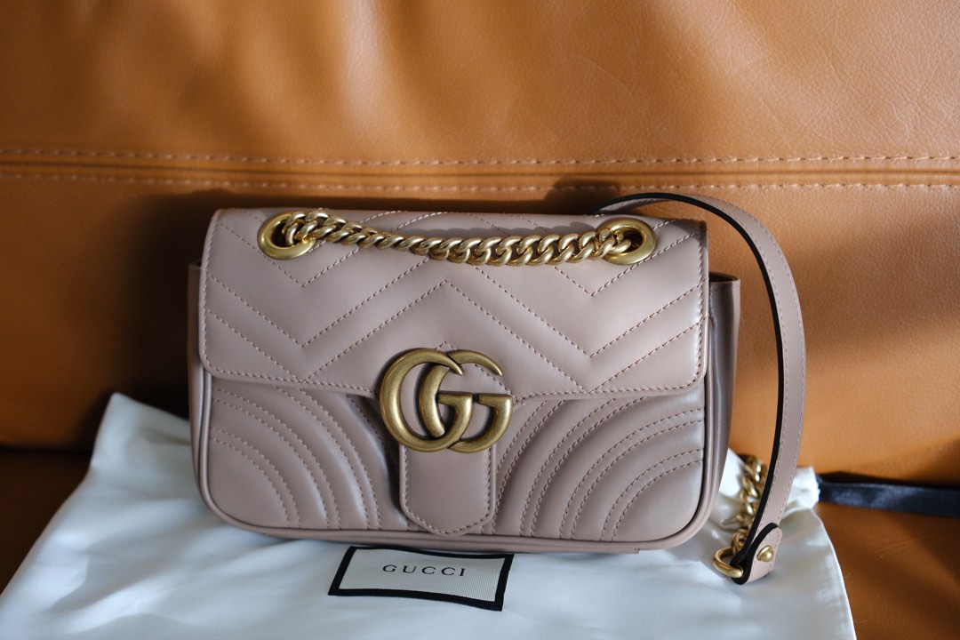 Gucci Marmont Small-Beige color, Luxury, Bags & Wallets on Carousell