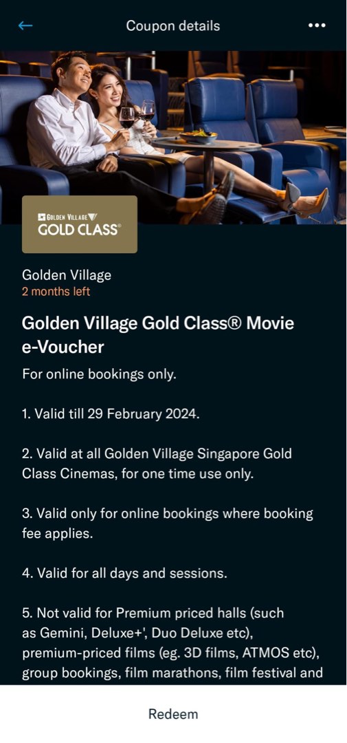 GV Gold Class Ticket, Tickets & Vouchers, Local Attractions & Transport ...