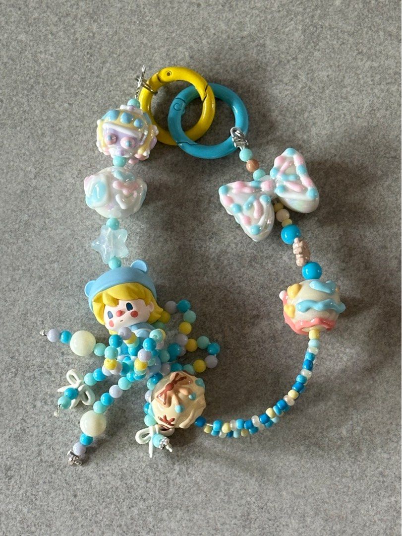 Handmade Authentic Popmart Dimoo hand drawn beads bag/phone strap ...