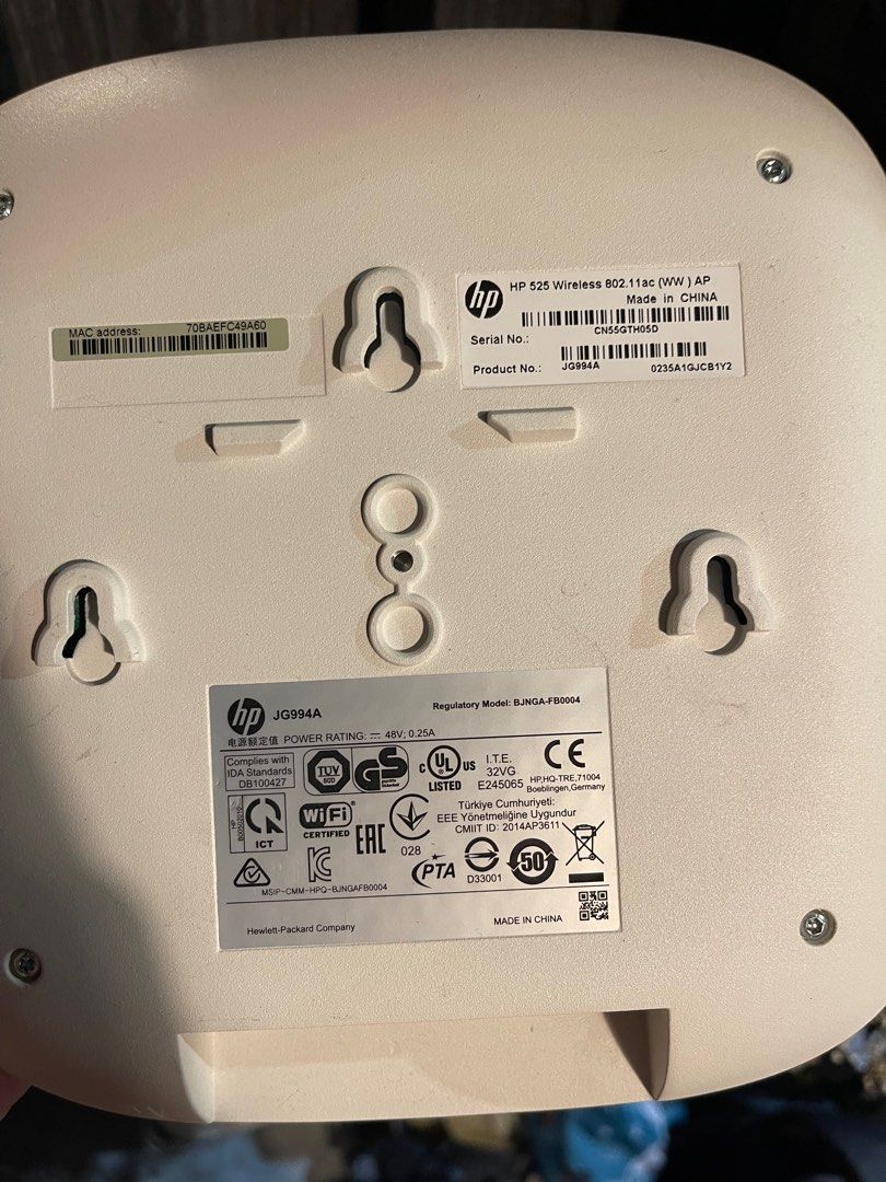 ROUTER/ACCESS POINT HP 525 802.11ac Dual Radio Access Point Series ...