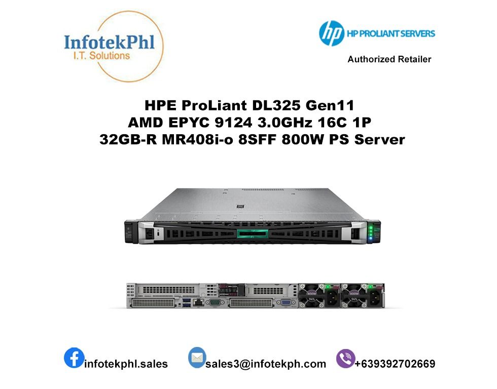 HPE ProLiant DL325 Gen11 AMD EPYC 9124 3.0GHz 16C 1P 32GB-R MR408i-o ...