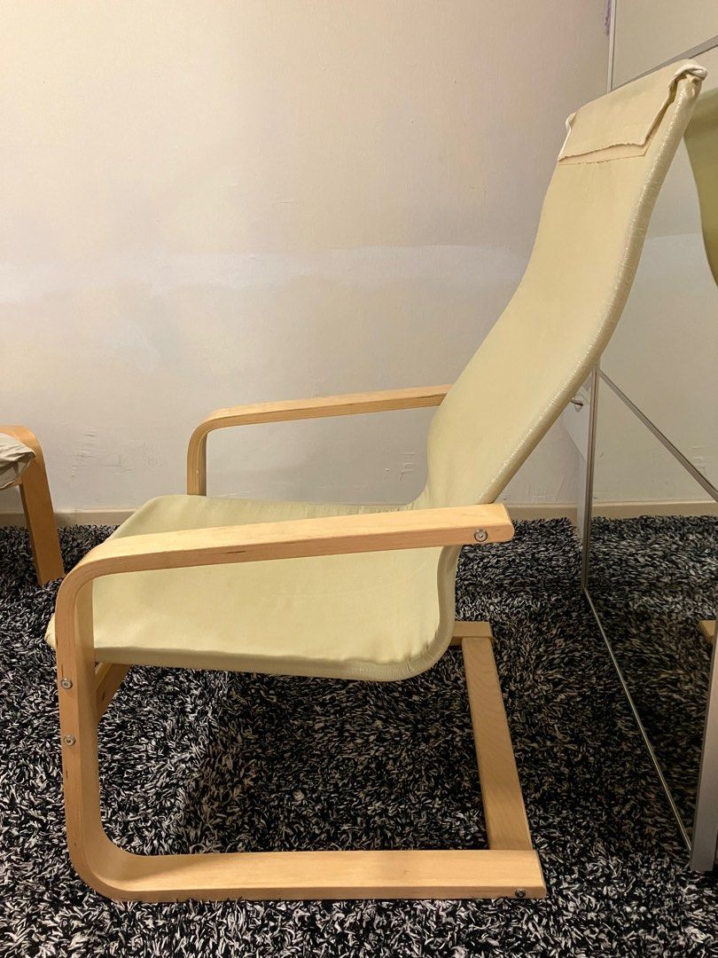 IKEA Poang relaxing chair & foot stool, Furniture & Home Living ...