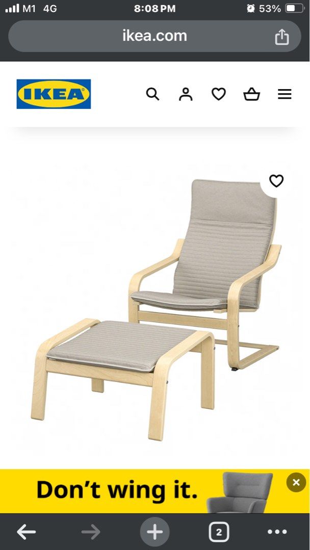 IKEA Poang relaxing chair & foot stool, Furniture & Home Living ...