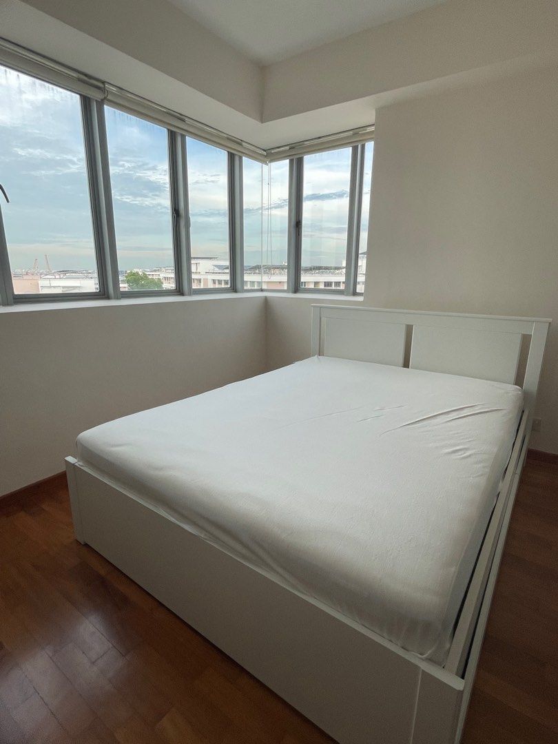 IKEA Queen Size Bed Frame 150 x200 with 4 Storage Boxes, Furniture & Home Living, Furniture, Bed ...