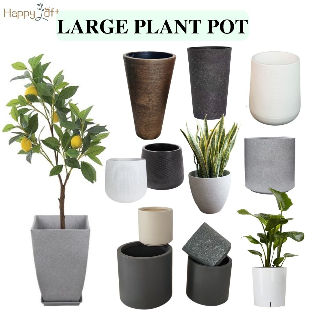 Large Plant Flower Pot Vase Imitation Pot Deco Indoor Outdoor Self ...