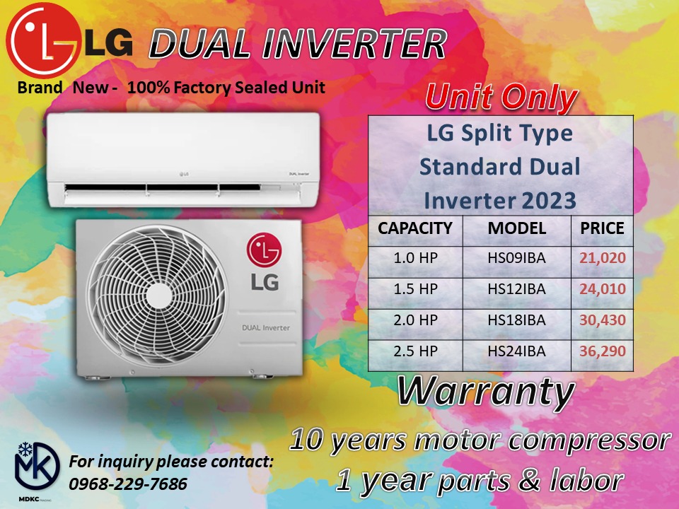 LG SPLIT TYPE AIRCON DUAL INVERTER 1.0 HP 1.5 HP 2.0 HP 2.5 HP SALE ...