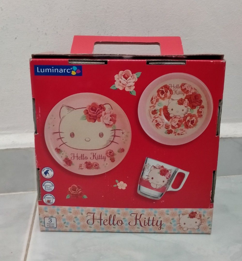 Luminarc Hello Kitty Plate Collection 3pc set, Furniture & Home Living ...
