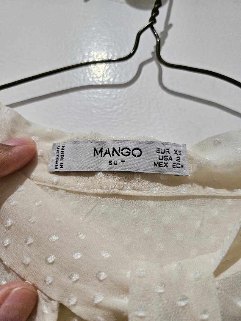 MANGO DOTTED SUIT DELICATE TOP, Women's Fashion, Tops, Longsleeves on ...