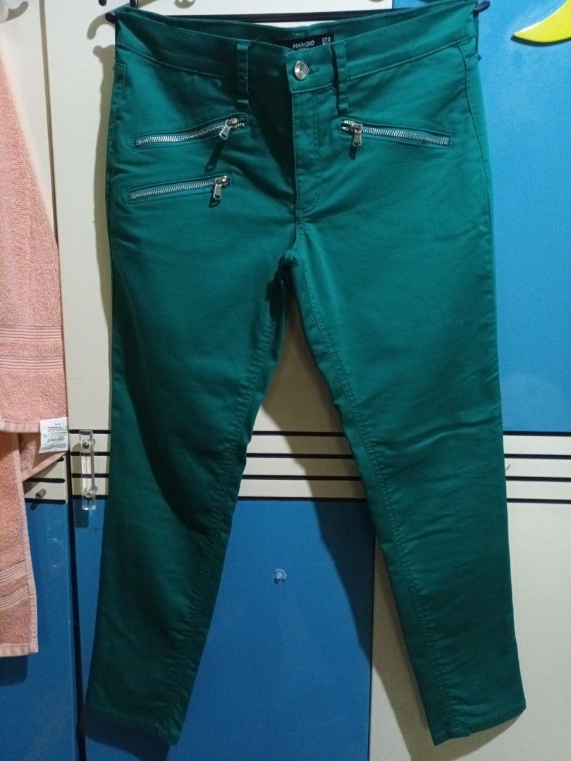 MANGO Slim / Skinny Green Pants, Women's Fashion, Bottoms, Jeans on ...
