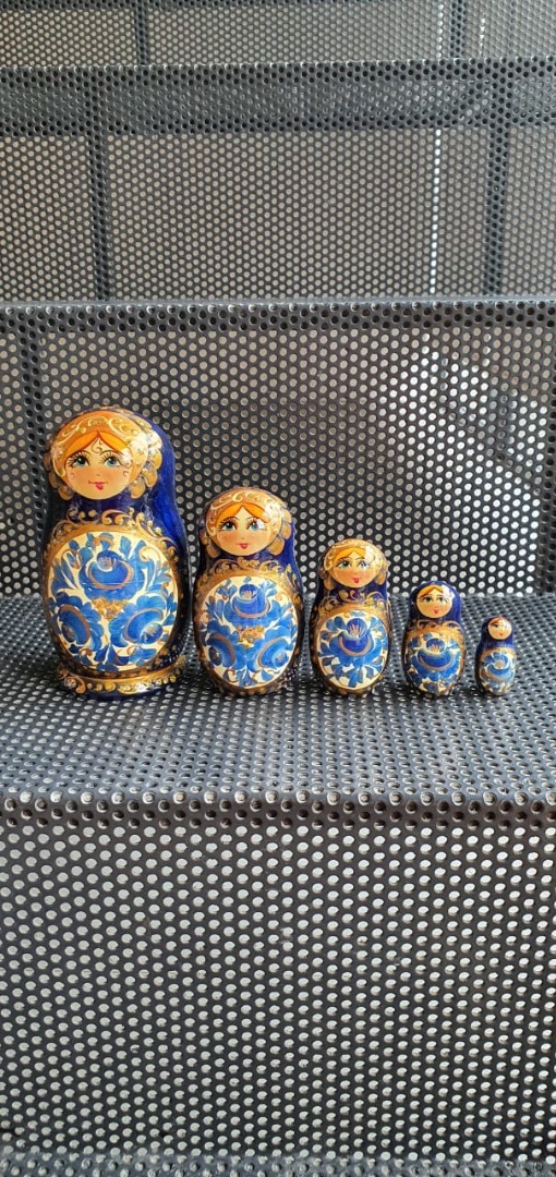 matryoshka russian nesting doll isi 5 warna biru, Antik, Pajangan di ...