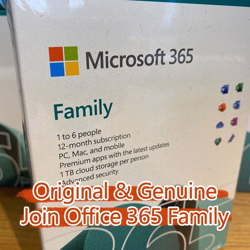 MICROSOFT 365 Family Subscription Office 365 UPGRADE FULL FEATURES ...