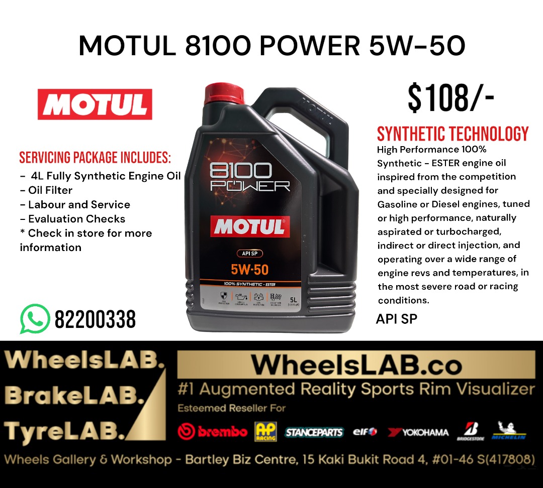 Motul 8100 POWER 5W-50 Engine Oil | Car Servicing, Car Accessories ...