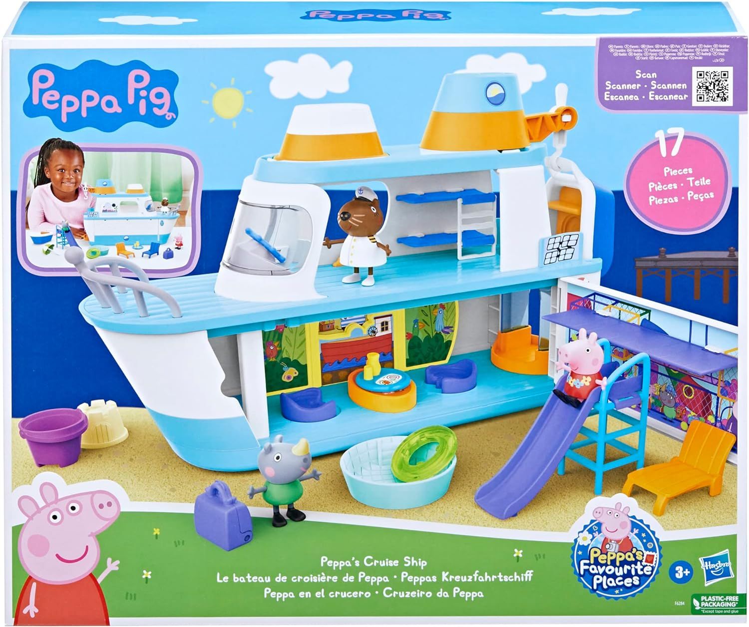 Peppa Pig Cruise Ship, Multilevel Playset with 17 Pieces, Preschool ...