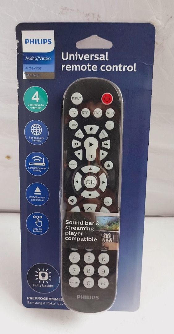Philips Universal Remote Control 4-Device Backlit NewUSA, TV & Home ...
