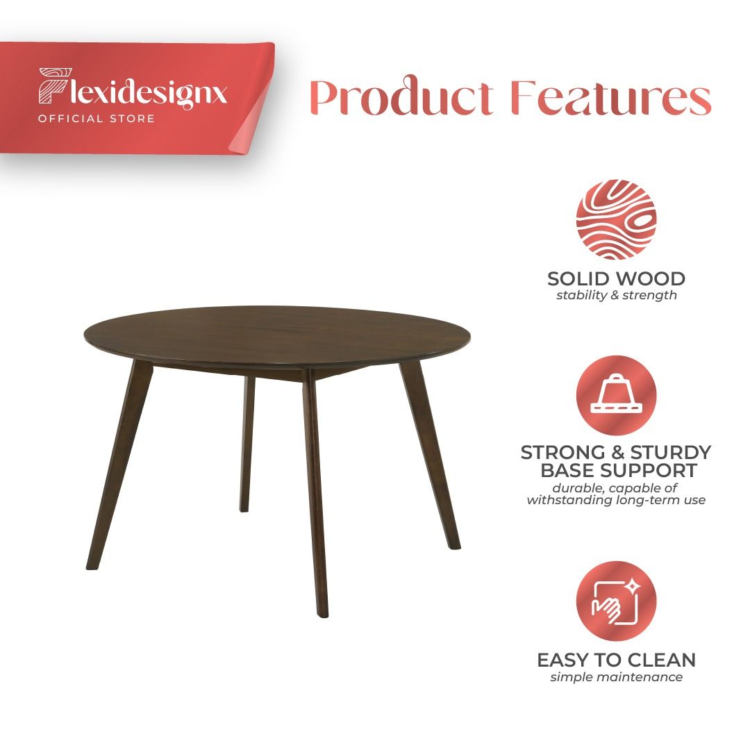PROMOTION! MITTI DINING ROUND TABLE 120CM, Furniture & Home Living ...