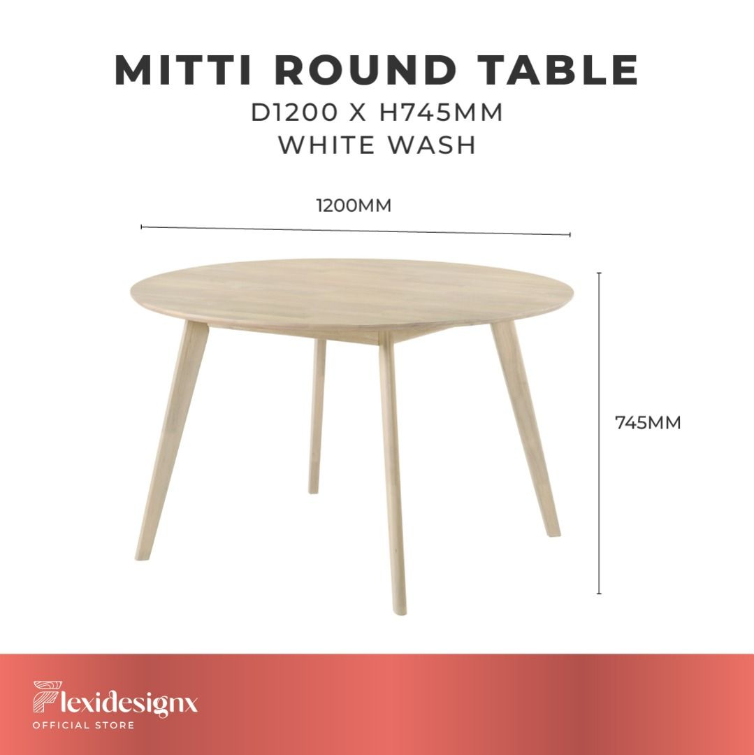 PROMOTION! MITTI DINING ROUND TABLE 120CM, Furniture & Home Living ...