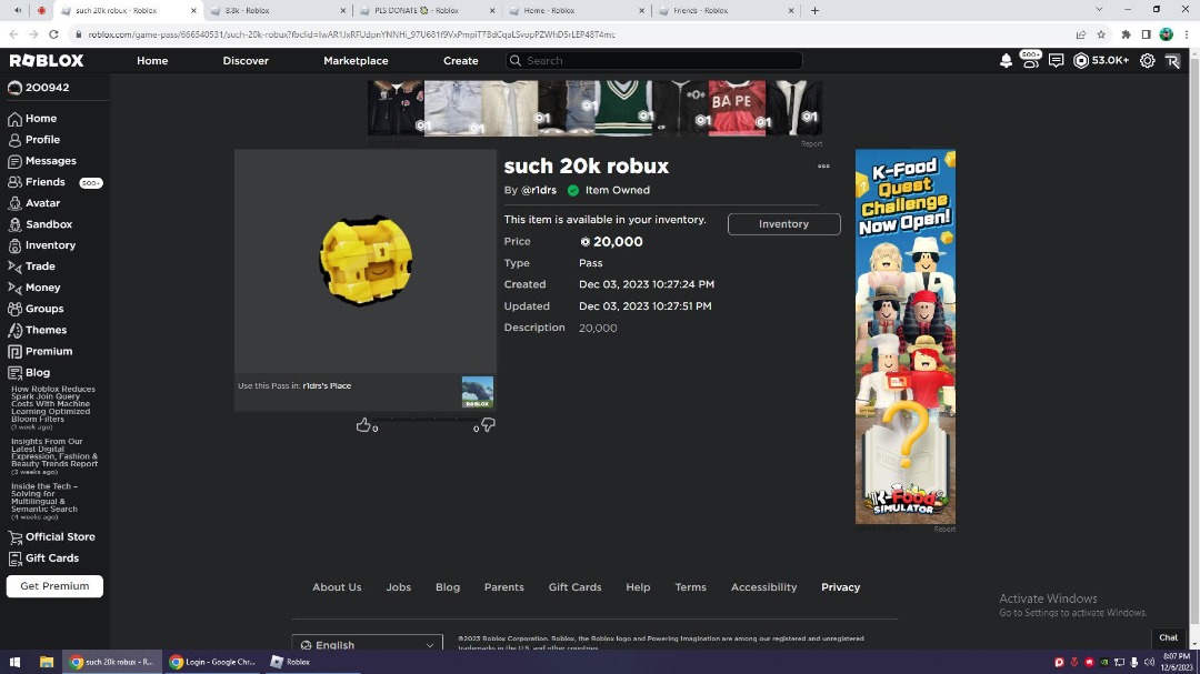 ROBLOX - 20K NCT, Video Gaming, Gaming Accessories, In-Game Products on ...