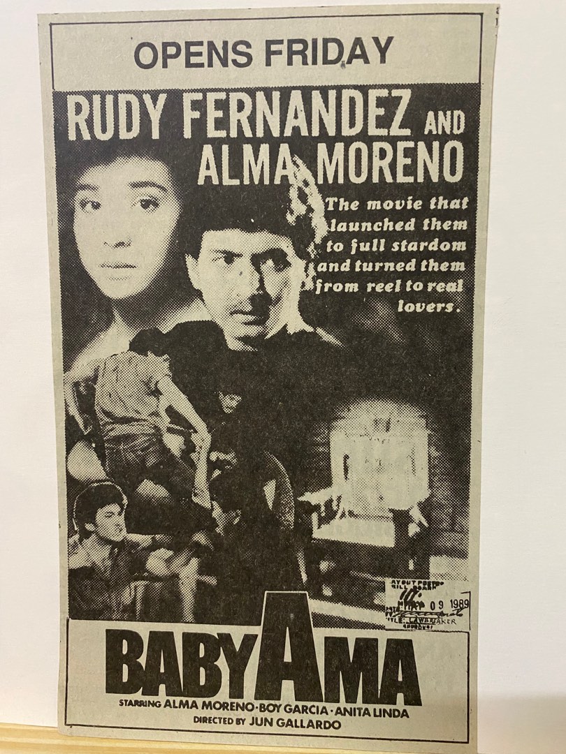 RUDY FERNANDEZ ALMA MORENO IN BABY AMA - Tagalog Filipino Old Newspaper ...