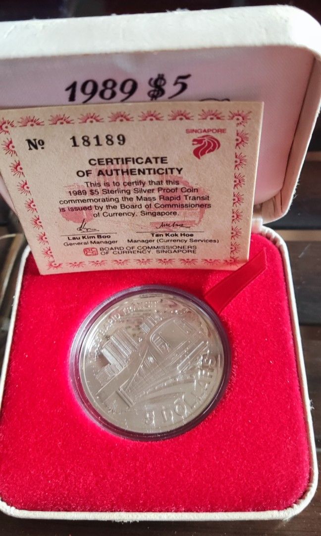 Singapore Silver Proof Coin 1989 $5 MRT Commemorative, Hobbies & Toys ...