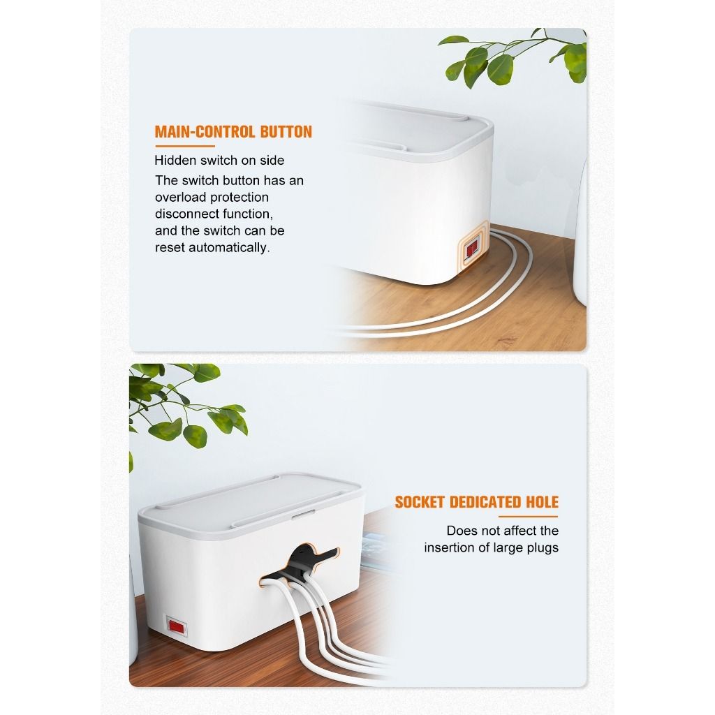 Smart Cable Management Power Strip Box 5 Outlets and 3 USB Port With ...
