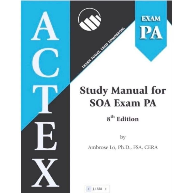 SOA Exam PA 8th Edition 2023 ACTEX Study Manual in PDF, Hobbies & Toys, Books & Magazines ...