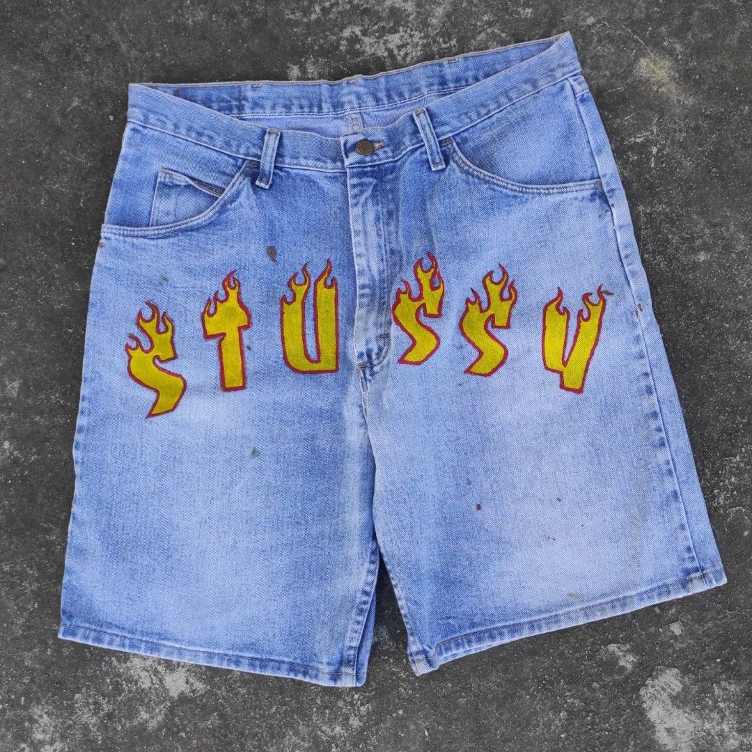 STUSSY HANDPAINTED JORTS, Men's Fashion, Bottoms, Shorts on Carousell