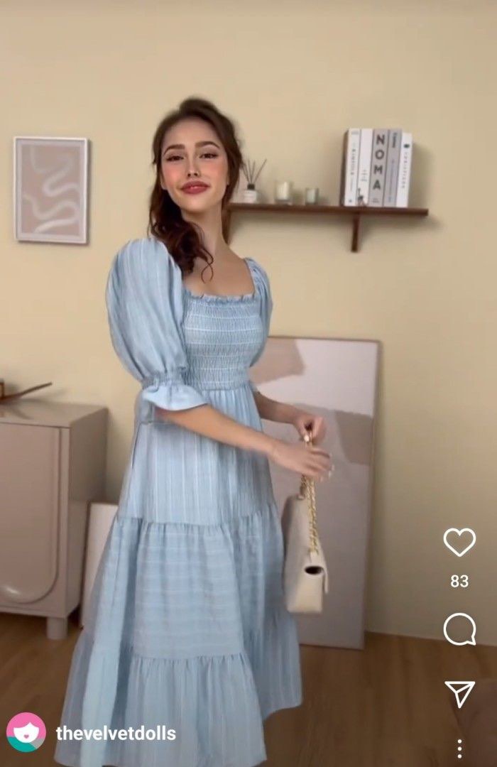 The velvet doll Belissima Smocked Dress in Pastel Blue, Women's Fashion, Dresses & Sets, Dresses ...