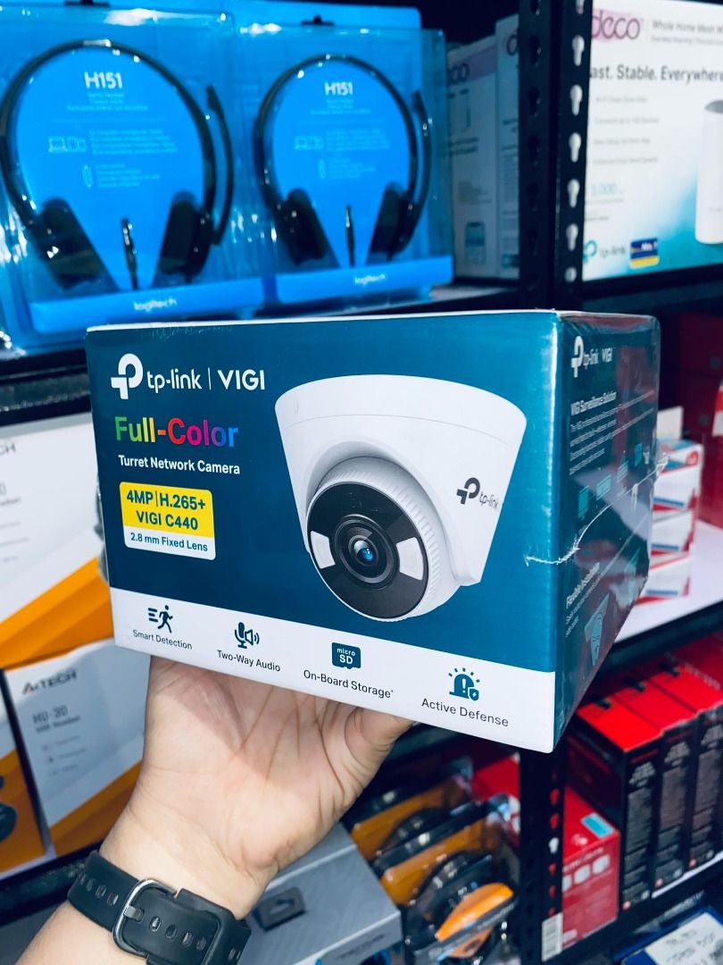 TP-Link VIGI 4MP Turret Network Camera 2.8mm Fixed Lens H.265+ IR POE/12V Full Color VIGI C440 ...