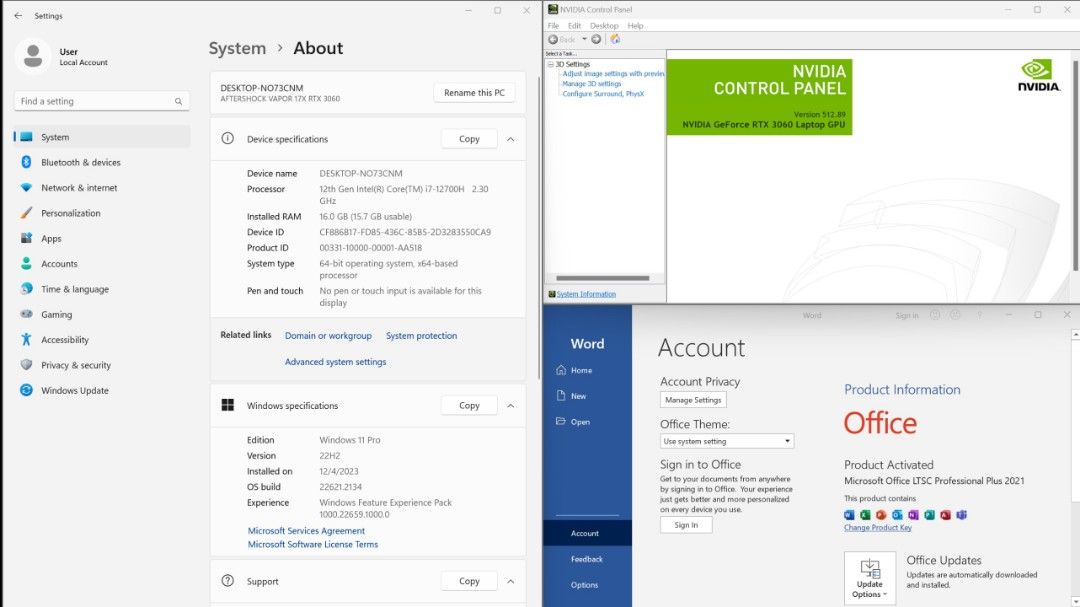 (U.P $2725) Aftershock Vapor 17X I7-12700H|NVIDIA RTX 3060|16GB DDR5 ...