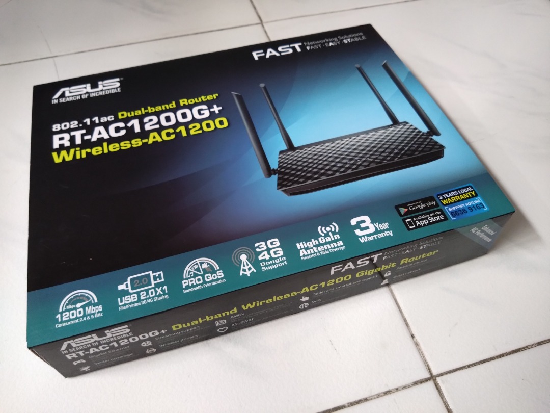 Asus Wi-Fi Router RT-AC1200G+, Computers & Tech, Parts & Accessories ...