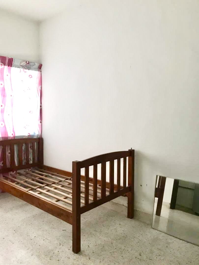 Wooden Bed Frame / Katil Kayu single, Furniture & Home Living ...