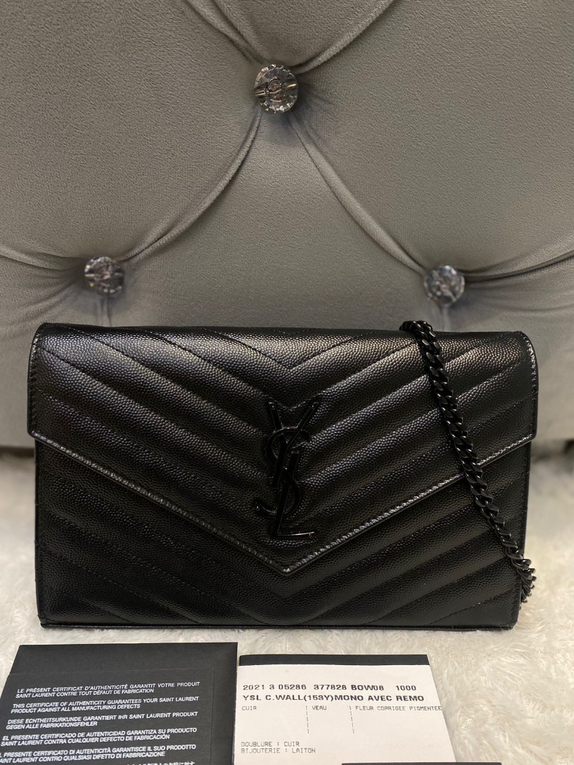 YSL WOC 22cm All Black Grained 2022 || Size 22x15 || Db,Box,Card,Bl ...