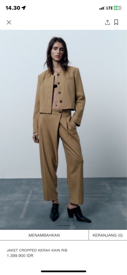 Zara JAKET CROPPED KERAH KAIN RIB, Fesyen Wanita, Pakaian Wanita, Baju ...