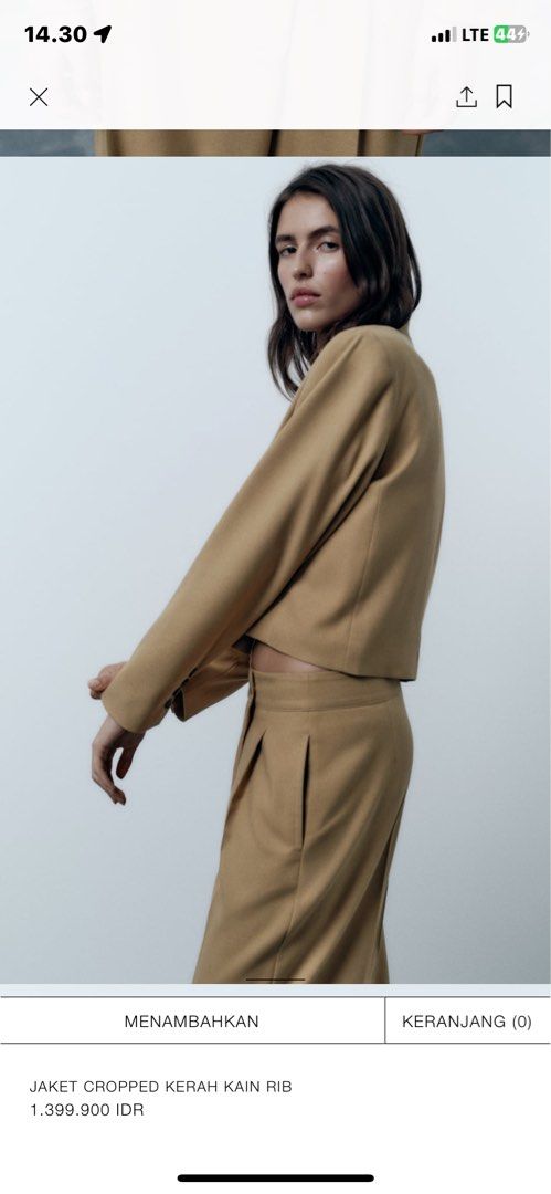 Zara JAKET CROPPED KERAH KAIN RIB, Fesyen Wanita, Pakaian Wanita, Baju ...