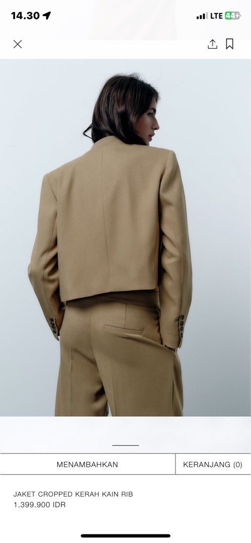 Zara JAKET CROPPED KERAH KAIN RIB, Fesyen Wanita, Pakaian Wanita, Baju ...