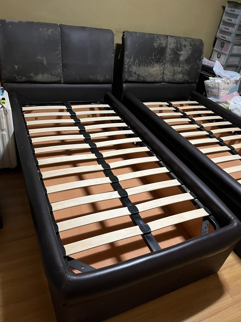 2 Super Single Storage Beds with mattresses, Furniture & Home Living ...