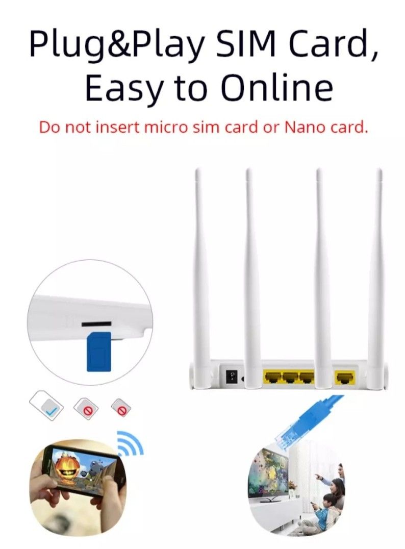 4 antenna SIM card WiFi router, Computers & Tech, Parts & Accessories ...