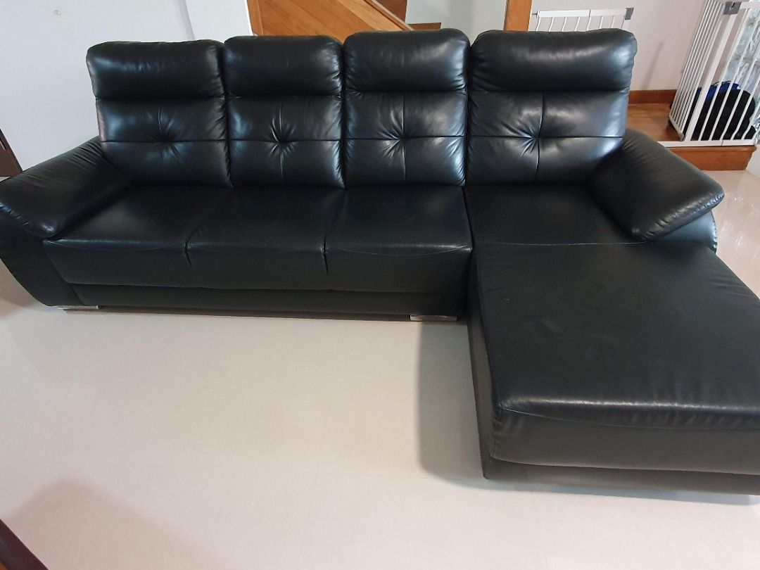 4-seater Plush Leather Sofa from Lorenzo, Furniture & Home Living ...