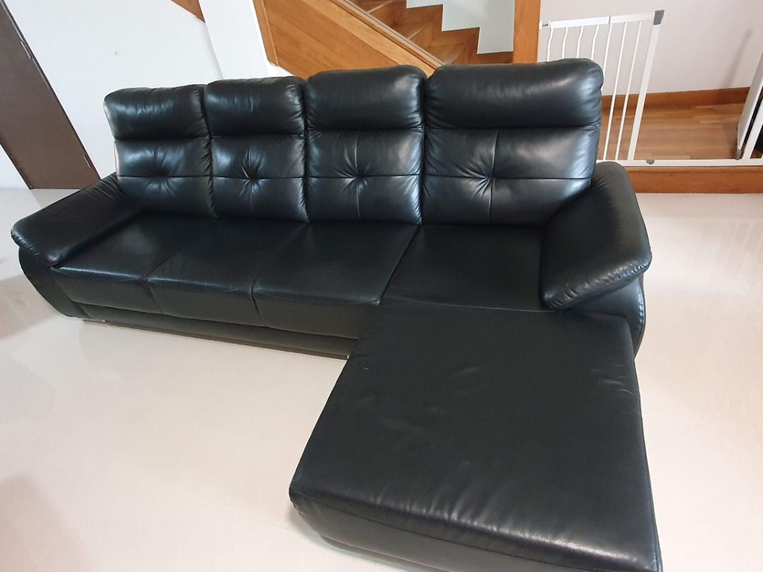 4-seater Plush Leather Sofa from Lorenzo, Furniture & Home Living ...