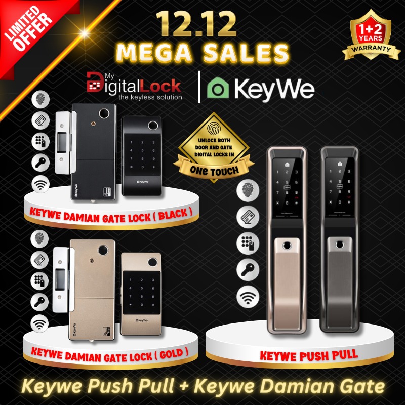 [ 12.12 Mega Sales ] Keywe Push Pull + Keywe Damian Gate Lock Synchronize Bundle, Furniture ...