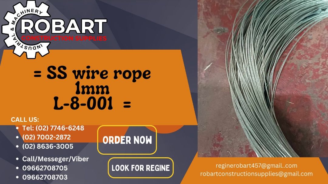 = SS wire rope 1mm L-8-001 =, Commercial & Industrial, Construction ...