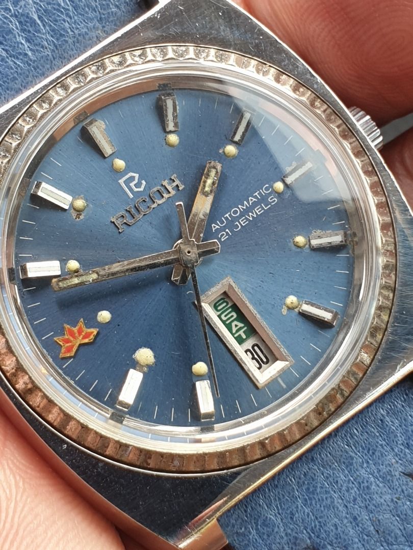 (A837) Vintage Rare Blue Dial Ricoh Watch, Men's Fashion, Watches ...