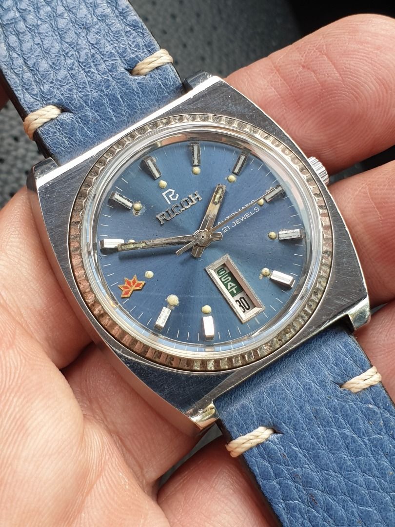(A837) Vintage Rare Blue Dial Ricoh Watch, Men's Fashion, Watches ...
