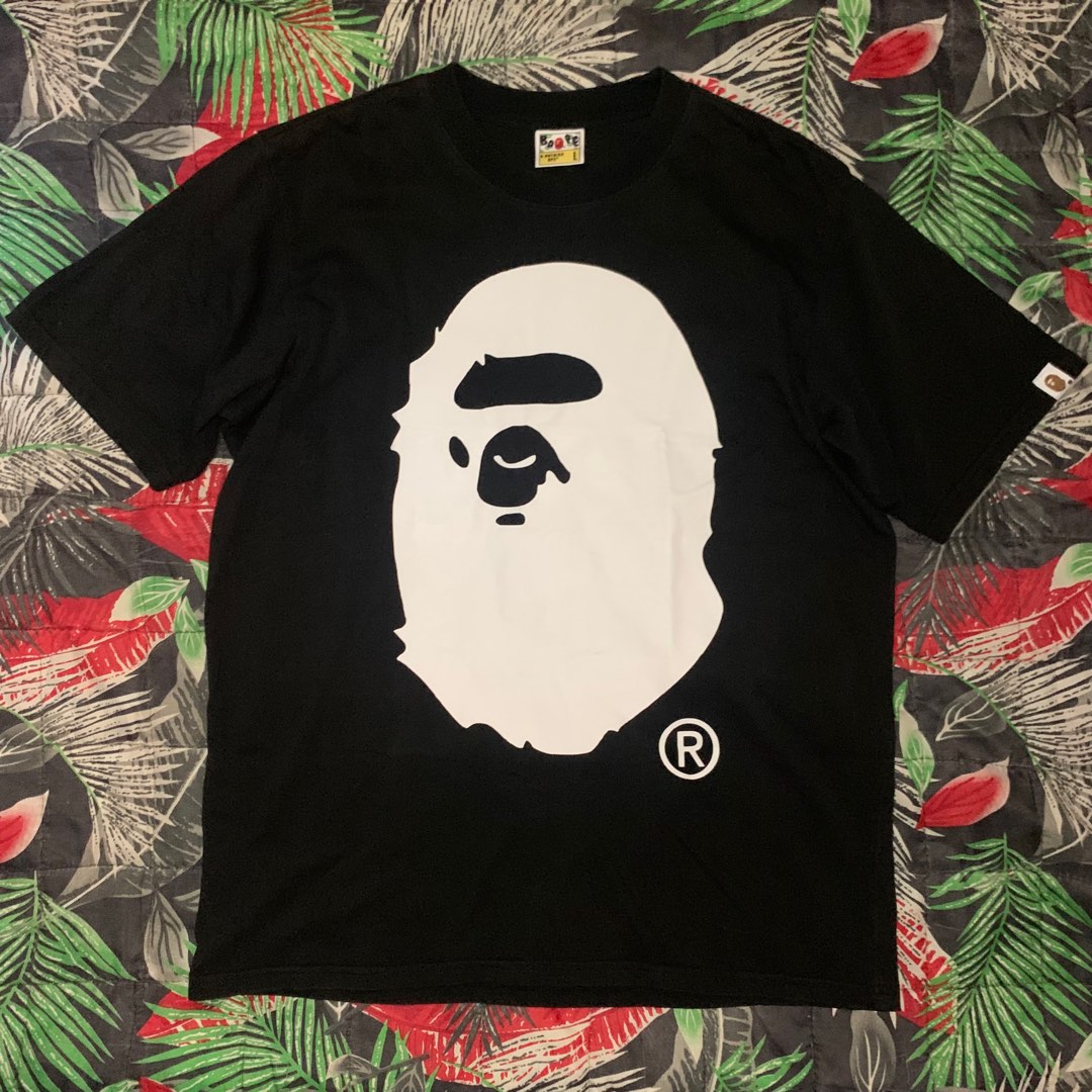 AAPE BIG HEAD LOGO WHITE TS, Men's Fashion, Tops & Sets, Tshirts & Polo Shirts on Carousell