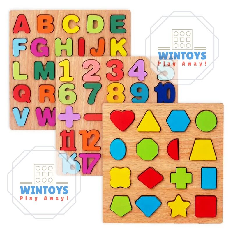Alphabet Digital Puzzle Wooden Toys Kid Number Letter shape Matching ...